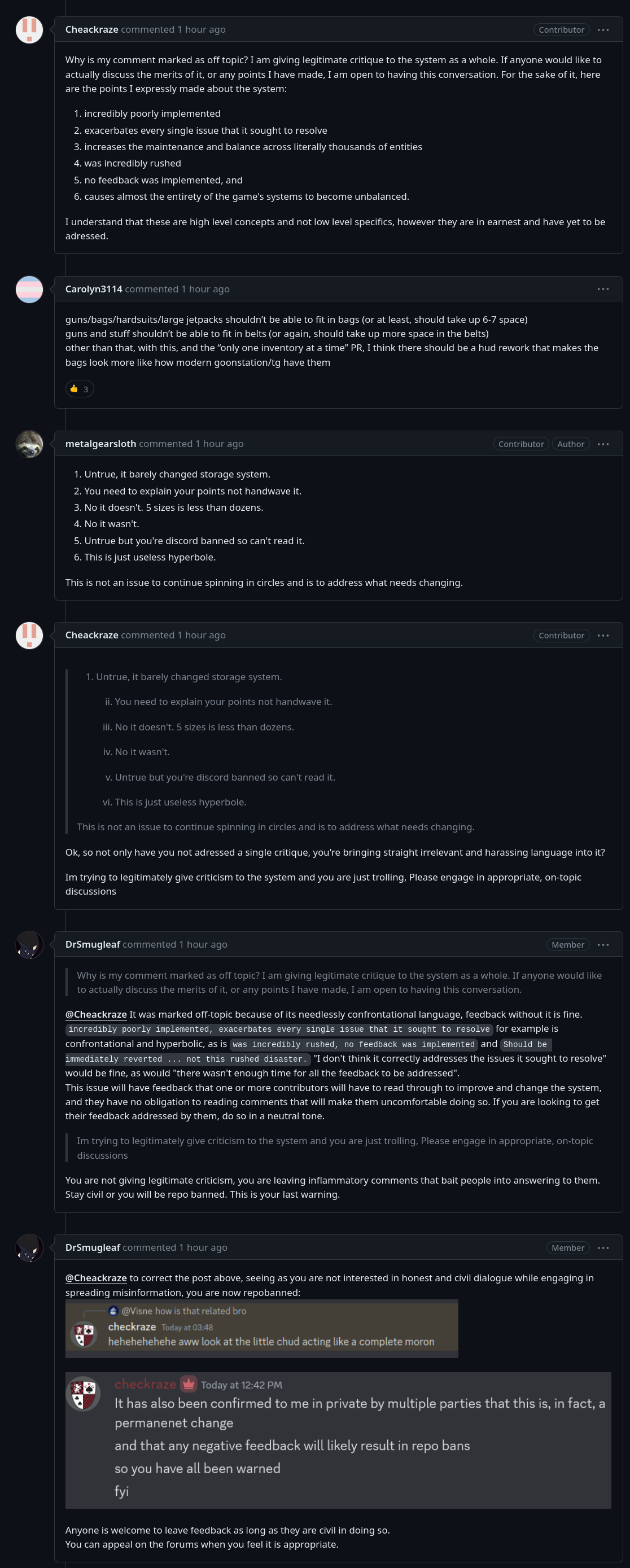 Lead dev of Frontier Station banned from SS14/Wizard's Den GitHub for criticism / saying that ...